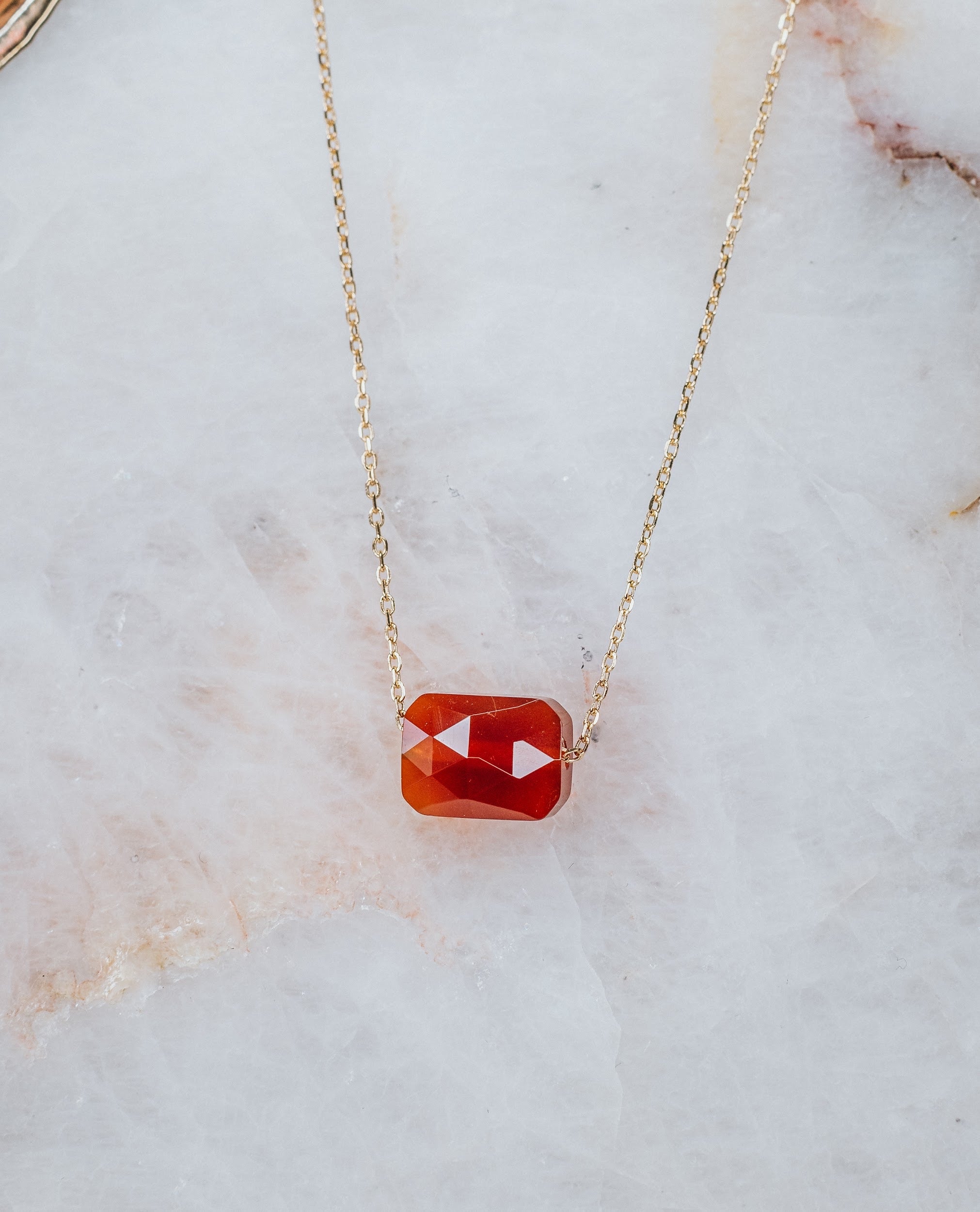 Carnelian square necklace – Lindeza Jewelry